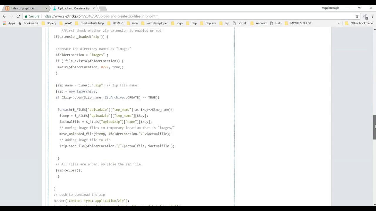 Upload and Create a Zip Files In PHP