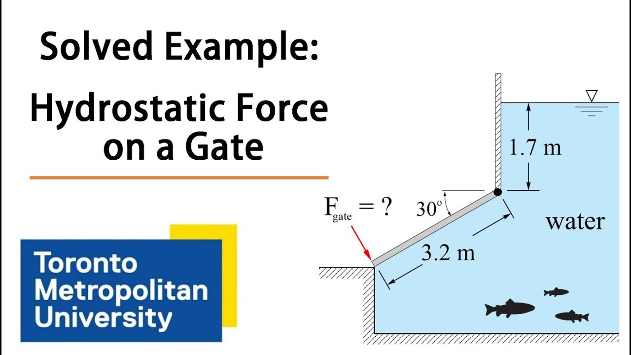 Solved Exam Problem: Hydrostatic Forces on a Gate