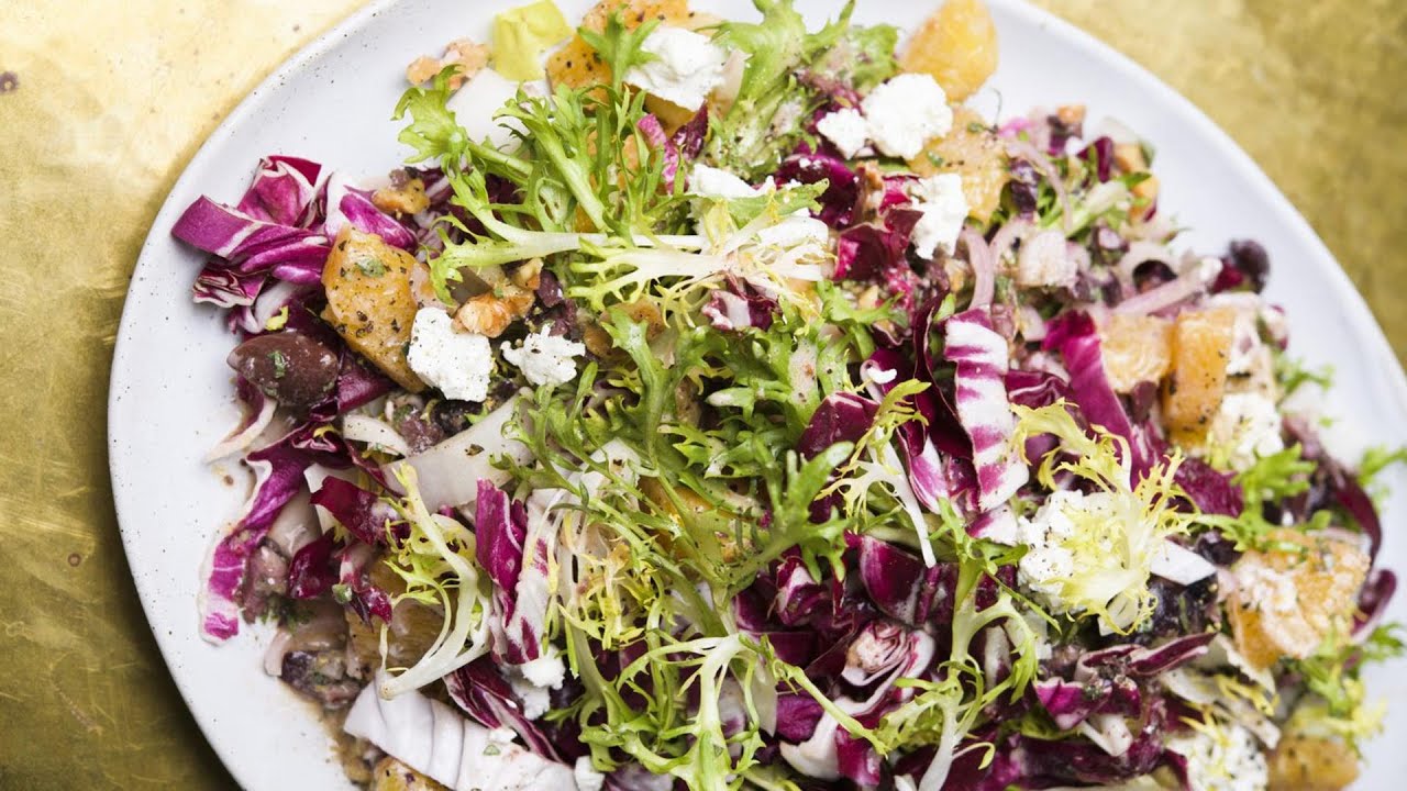 How To Make A Bitter Greens & Orange Salad With Goat Cheese & Walnuts ...