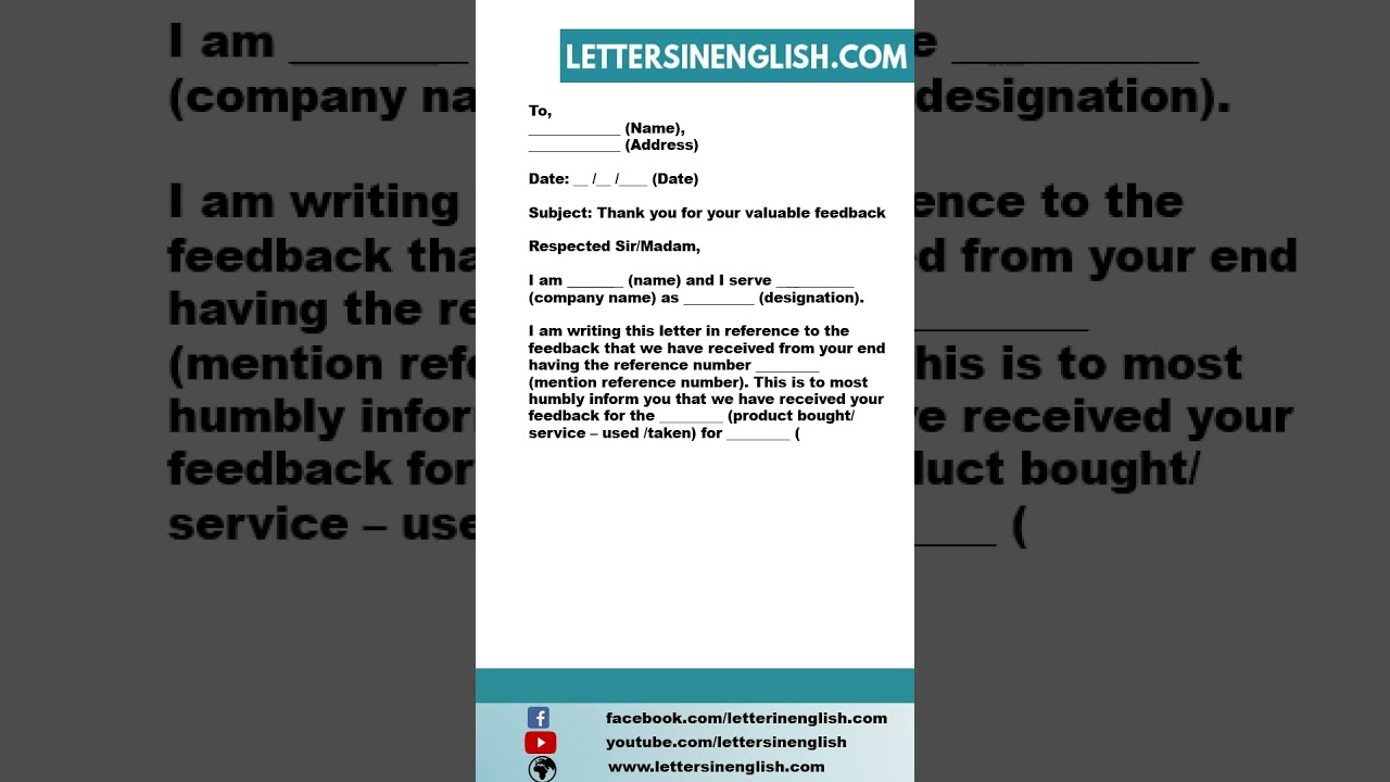 Thank You Letter for Customer Feedback