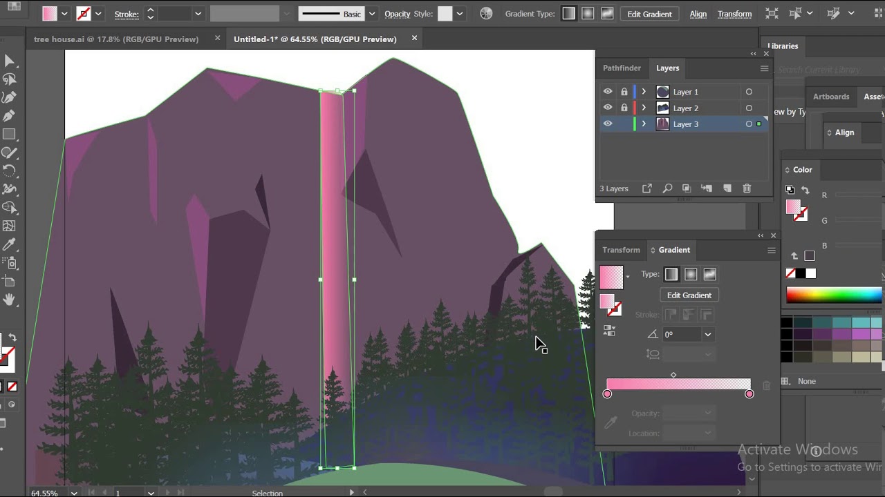 vector illustration waterfall