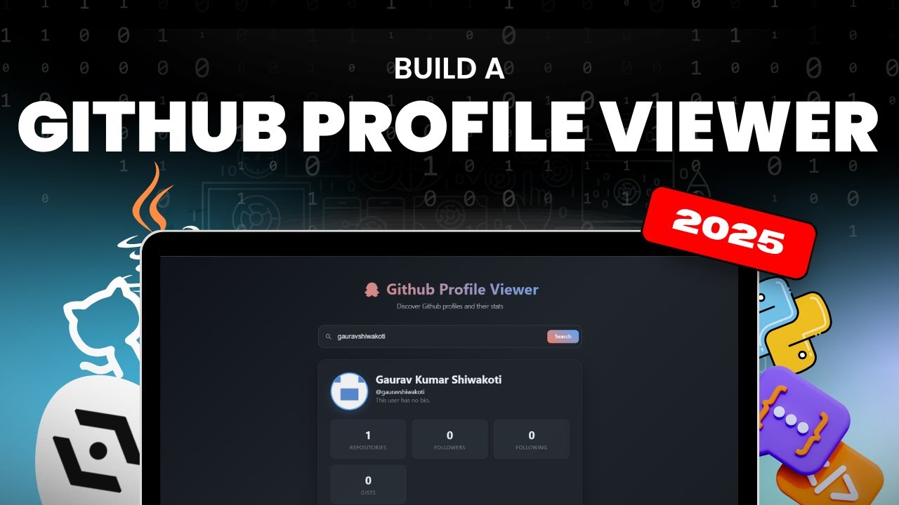 GitHub Profile Viewer App with HTML, CSS & JavaScript Projects | Fetch API Project for Beginners