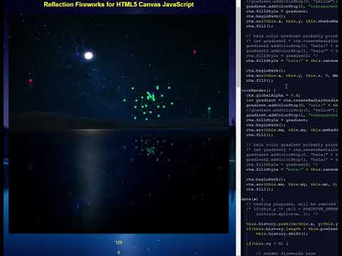 Reflection Fireworks for HTML5 Canvas JavaScript
