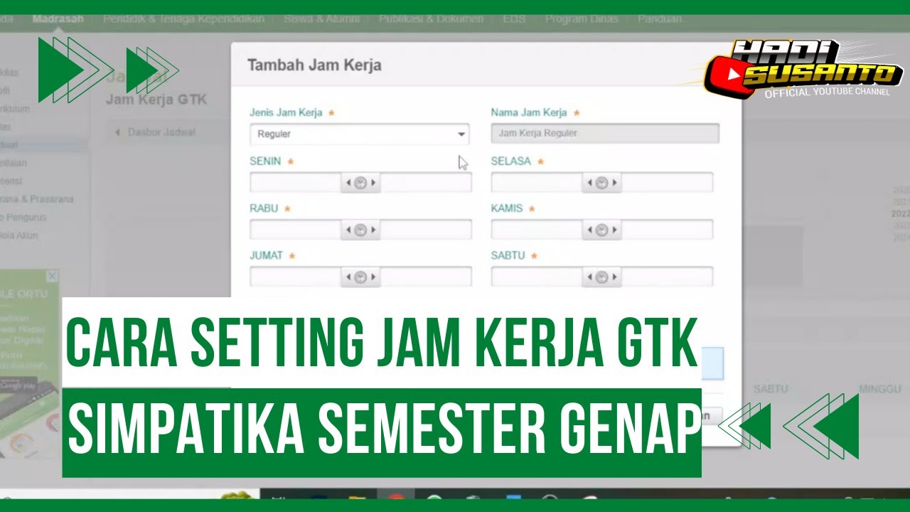 Cara Setting Jam Kerja GTK SIMPATIKA Semester Genap - hds