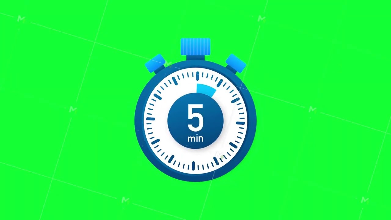 The 5 minutes, stopwatch icon. Stopwatch icon in flat style. Motion graphics.