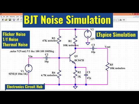 LTSpice BJT Noise Simulation | Flicker Noise, (1/f) Noise, Thermal Noise
