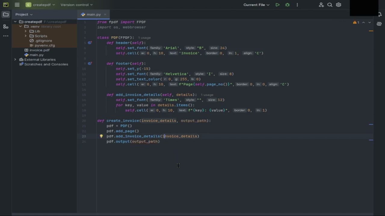 Generate Invoices with pdf in Python