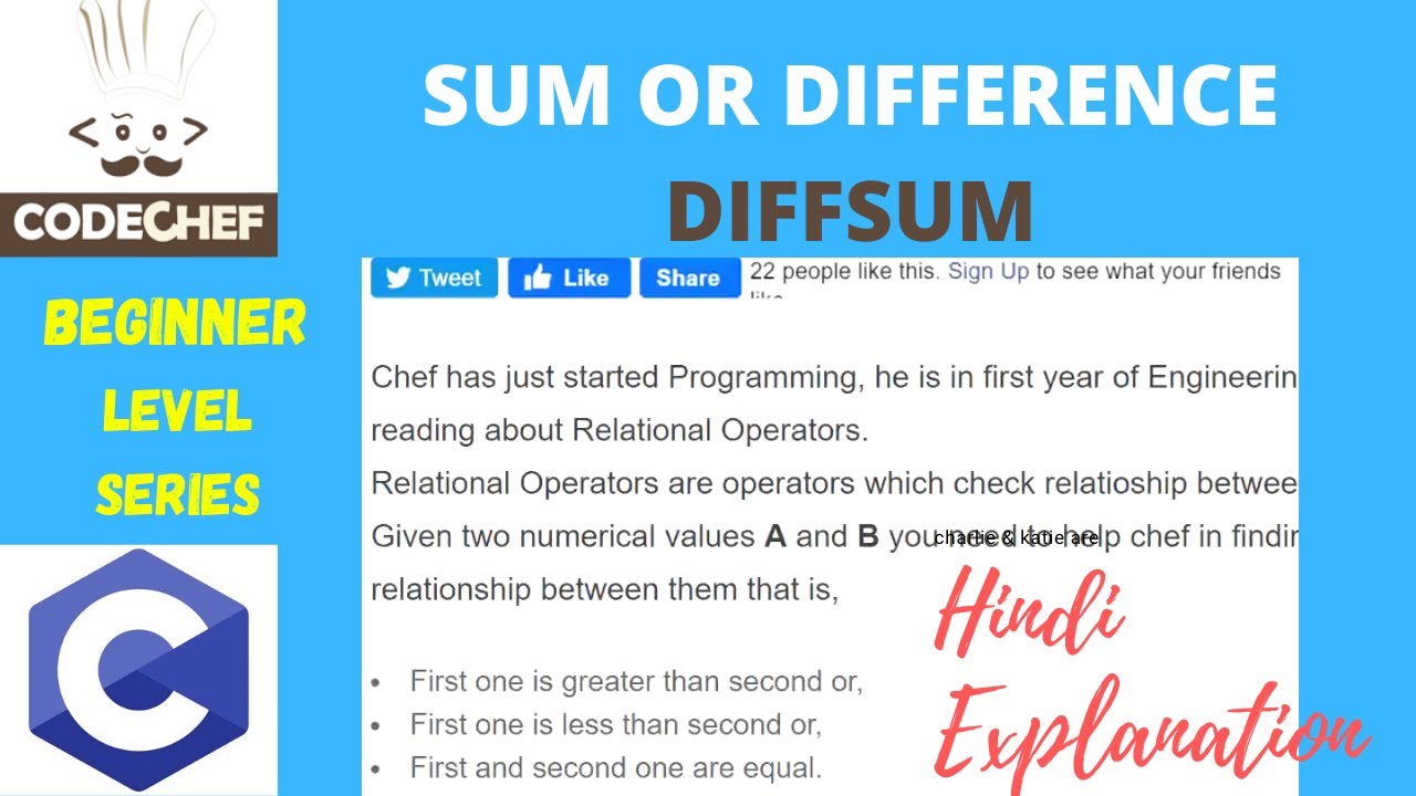 SUM OR DIFFERENCE | DIFFSUM | codechef beginner level soved in C | codechef solution