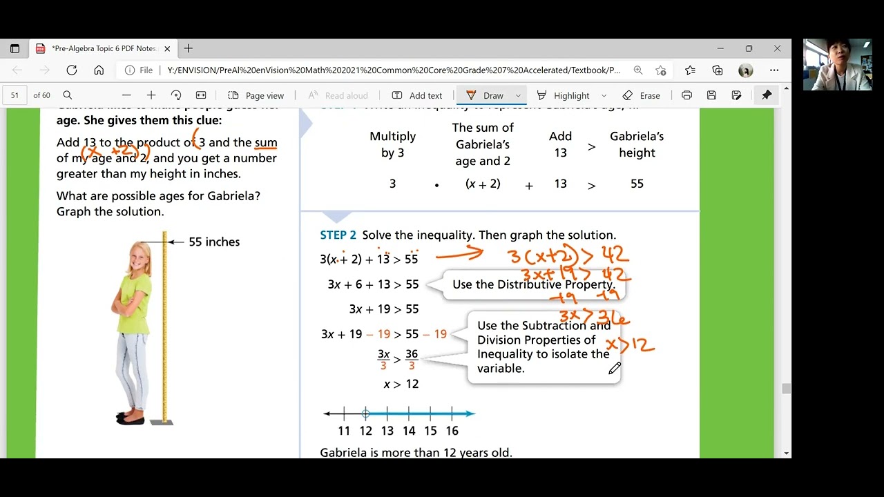 EnVision Grade 7 Accelerated Pre-Algebra 6-7: Solve Multi Step Inequalities