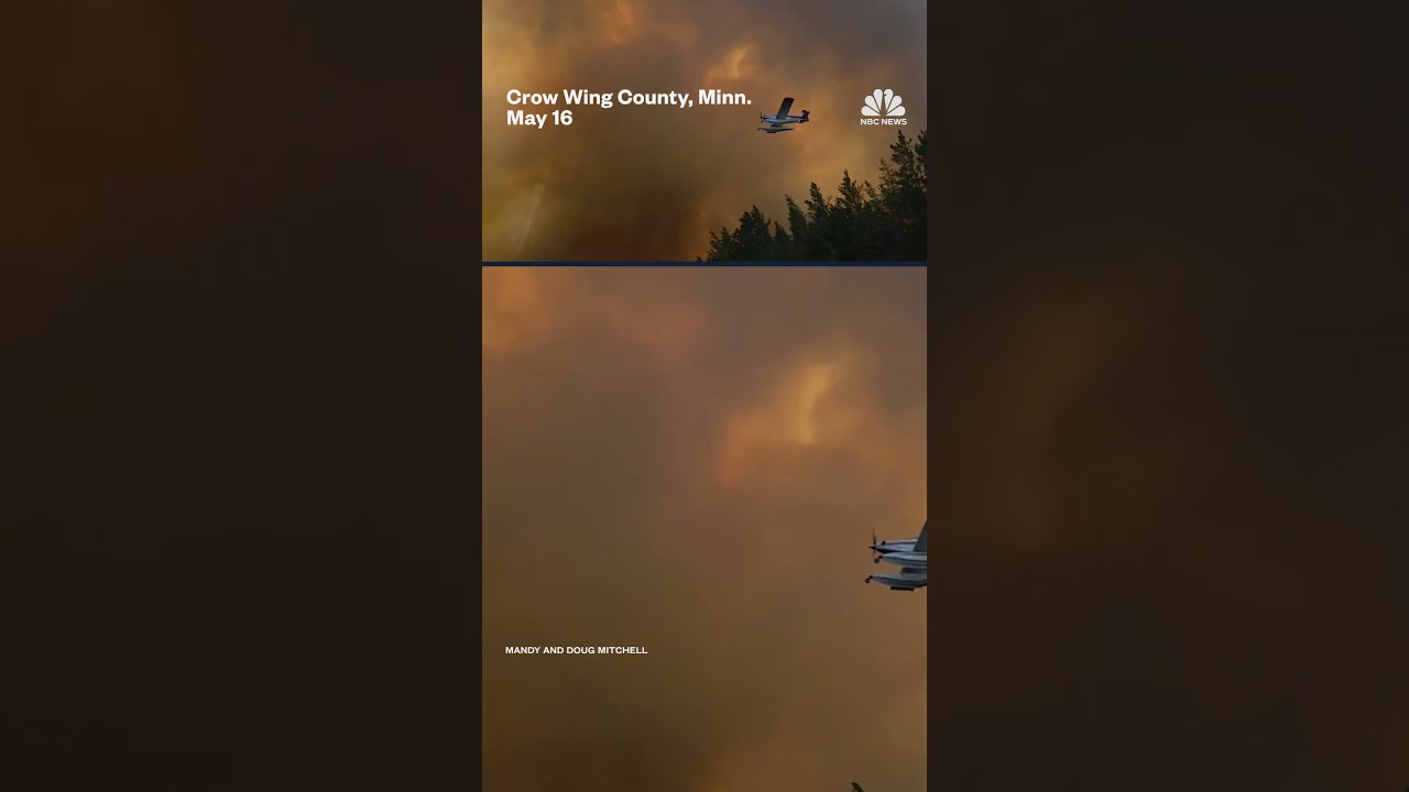 Video shows a forest fire raging as firefighting planes battle the blaze