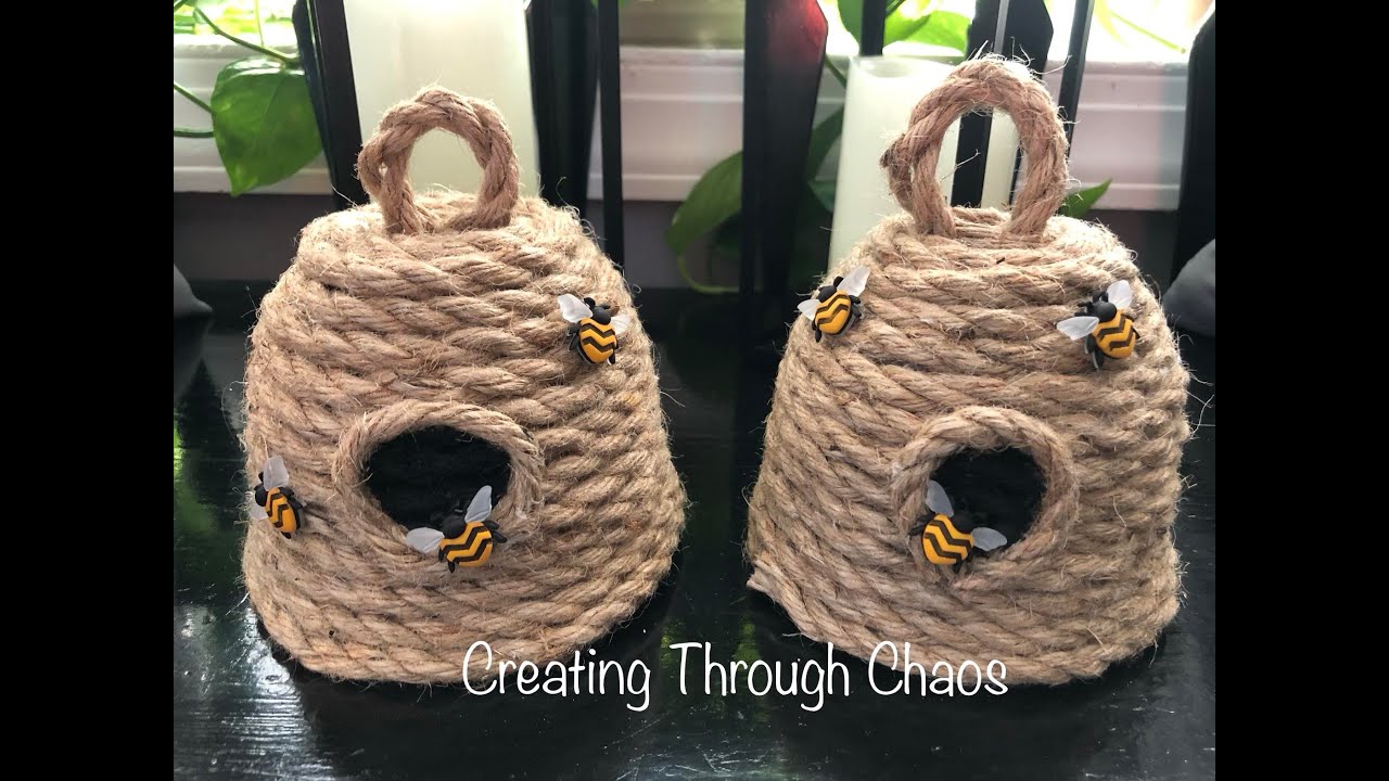 Dollar Tree Bee Hive Bee Skep DIY Tutorial
