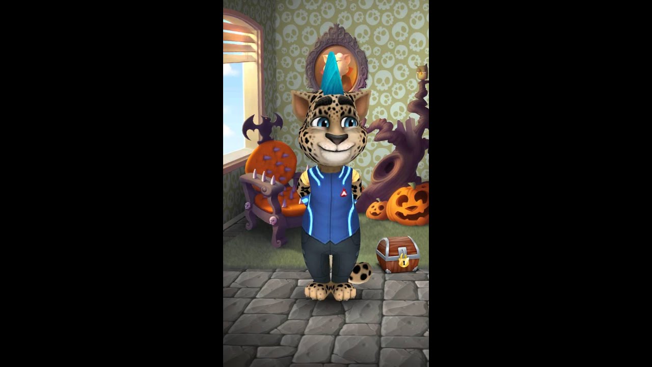 [My Talking Tom]Adult Bradley now has Spooky Skulls wallpaper in his living room