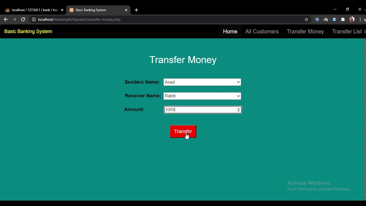 TSF GRIP Task1: Basic Banking System