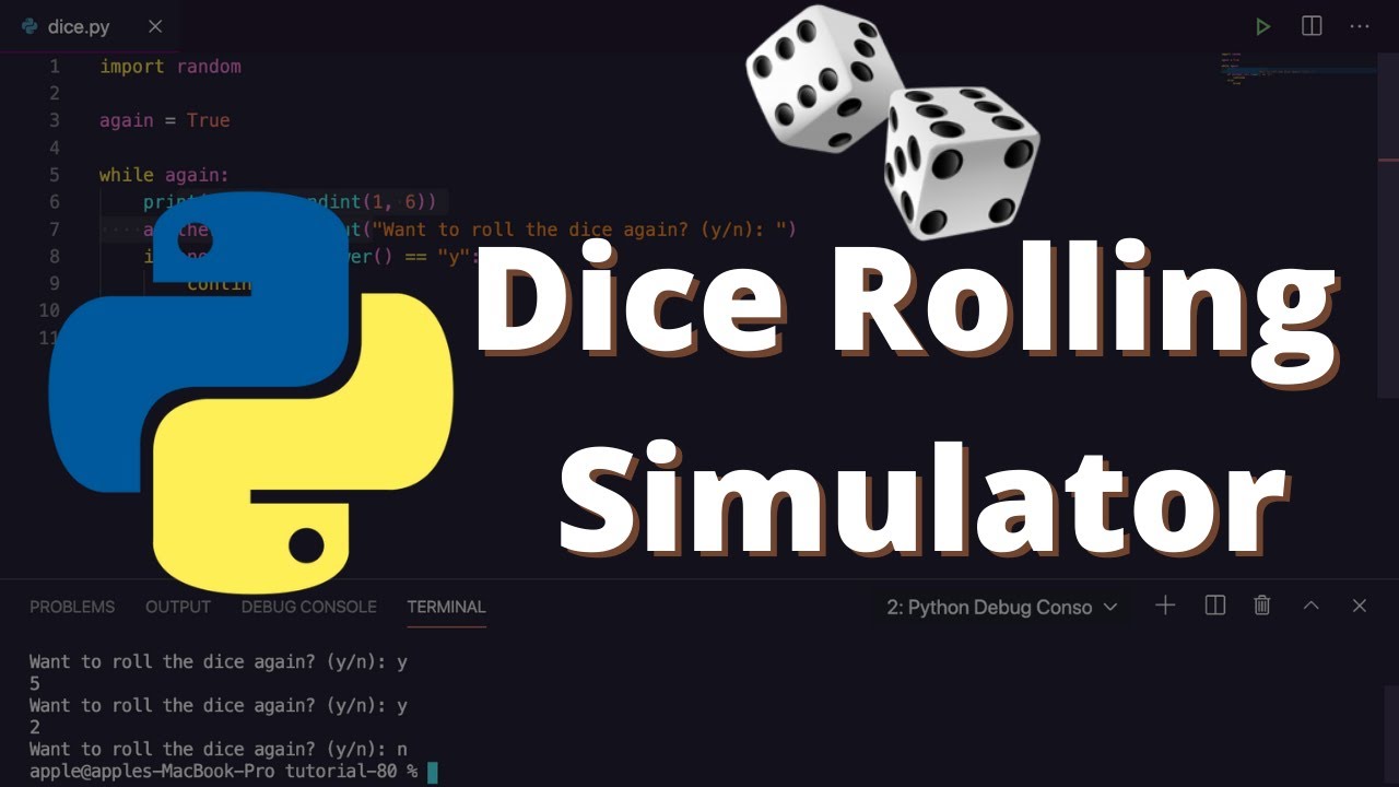 [27] Dice Rolling Simulator Game in Python | Python Project #2