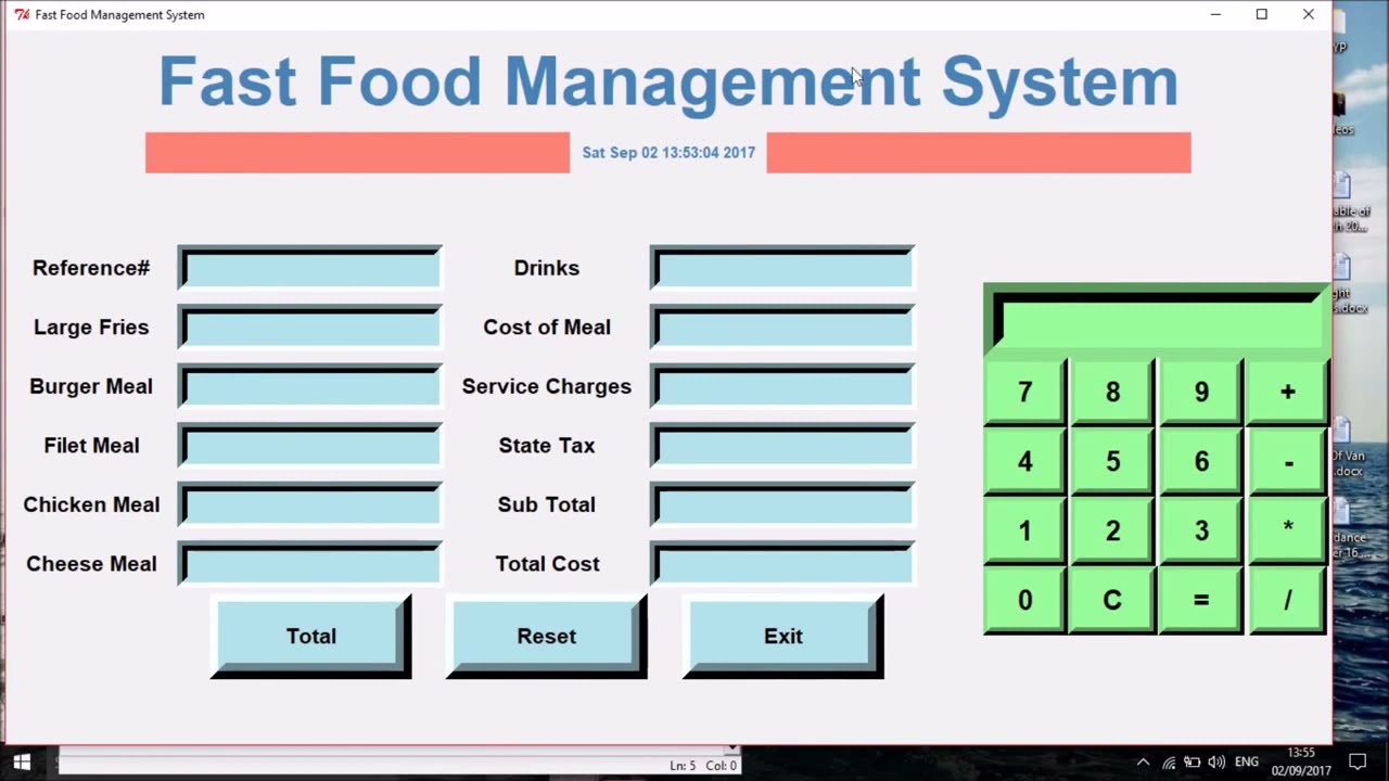 Fast Food Management System Using Tkinter in Python