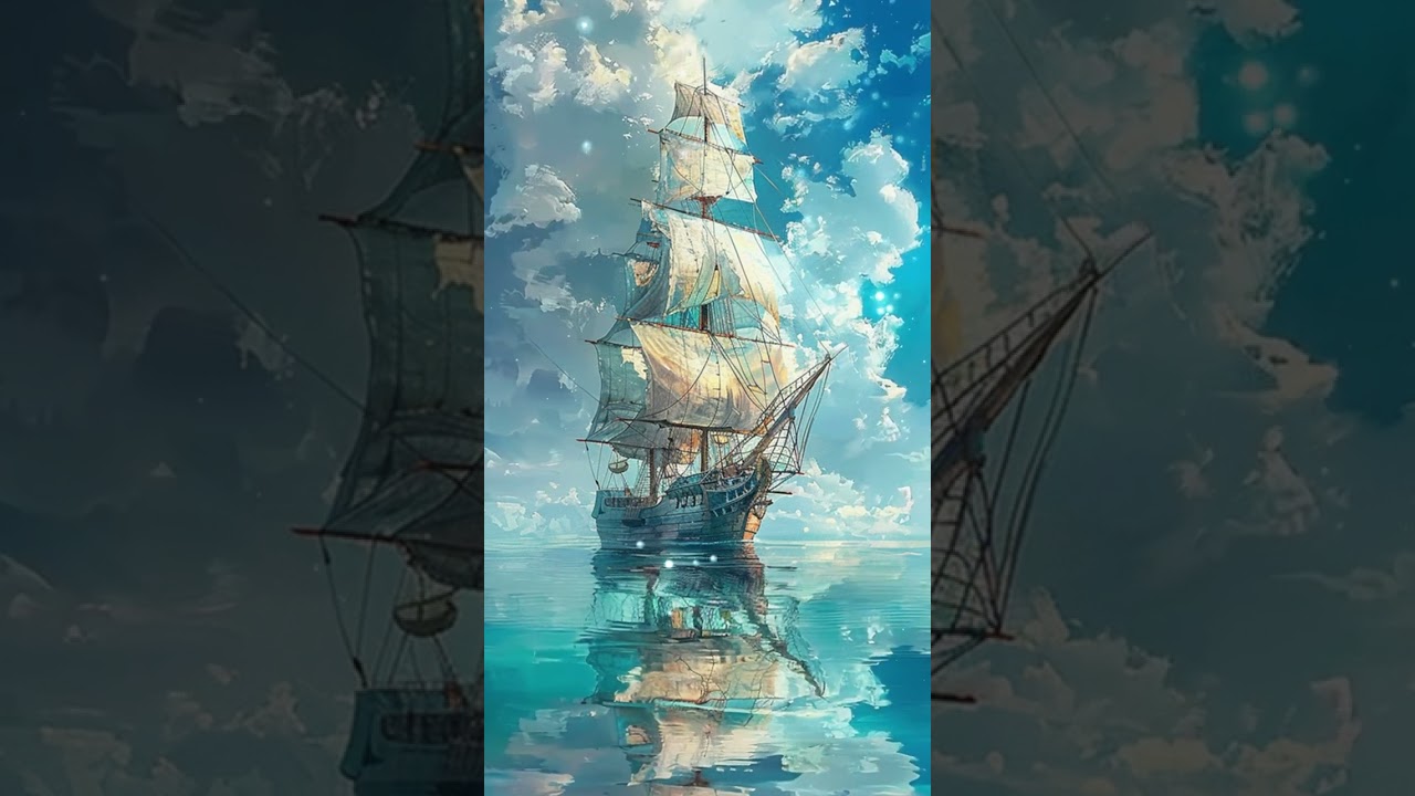 Blue Sea And Ship Illustration