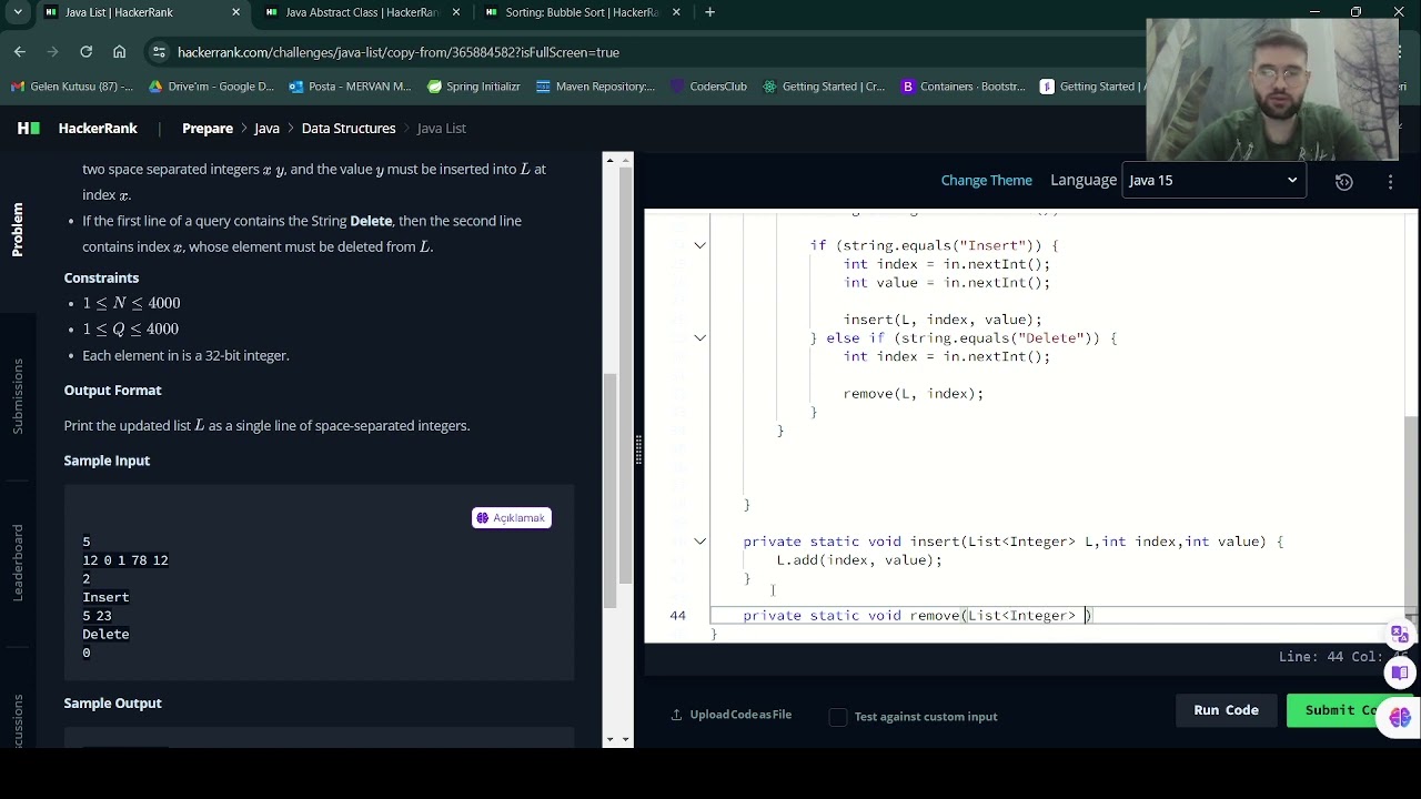 #11 JAVA HackerRank | Solution Of List Problem