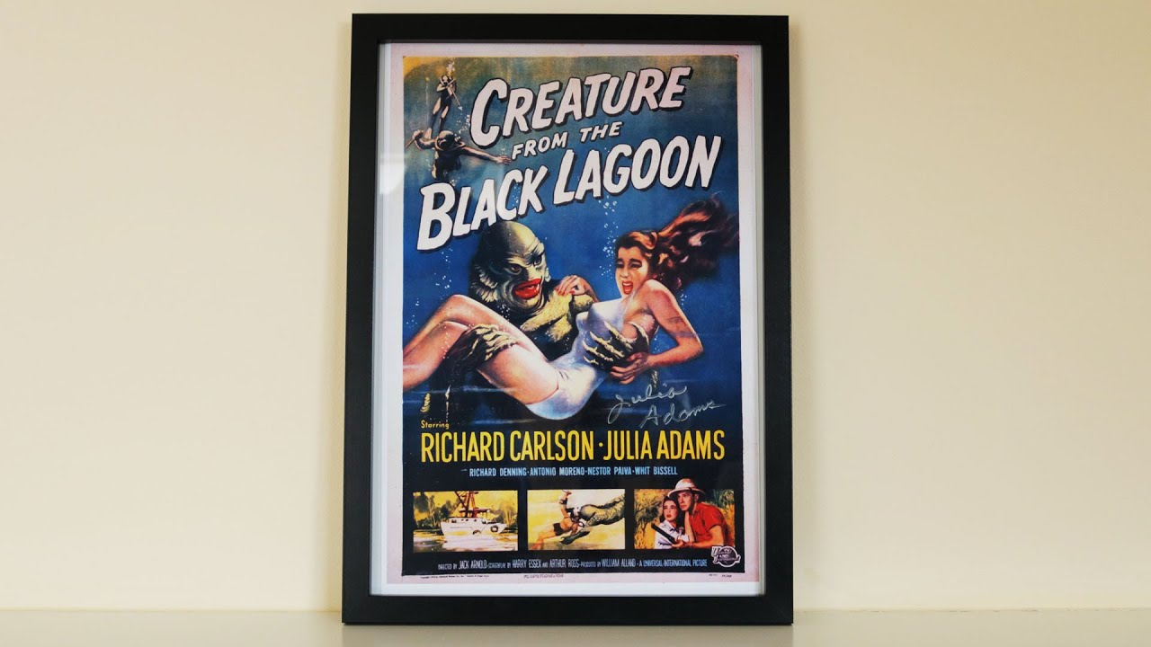 Framing my Julia Adams AUTOGRAPHED Creature From The Black Lagoon movie poster // Up In The Booth