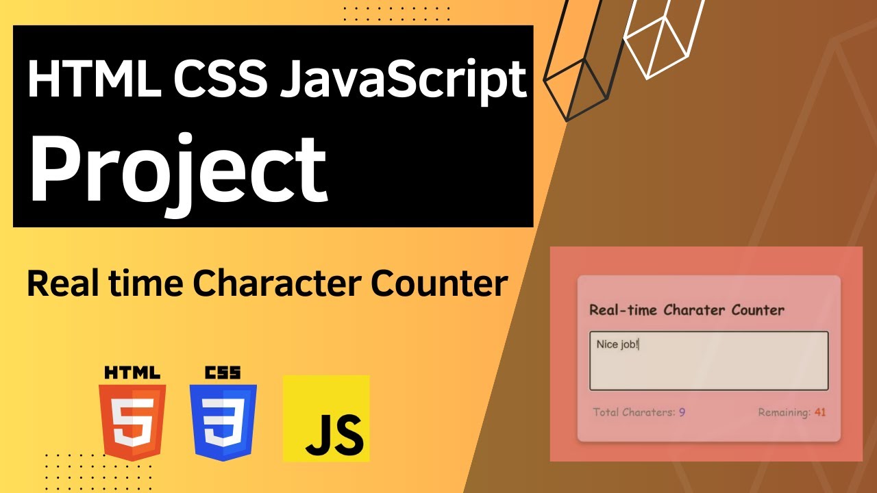 HTML CSS JavaScript Project - Real time Character Counter
