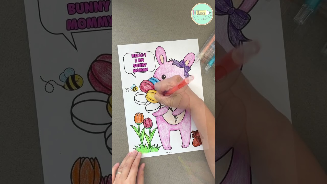 Easter Bunny & Chick Family Coloring Pages for Kids (Easter Craft Activities)