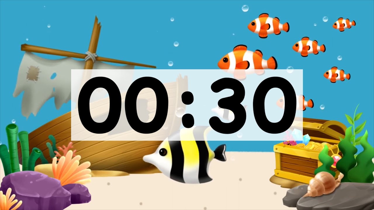 30 Second Countdown Timer Alarm Clock With Music, Timer for Kids Animal Fish
