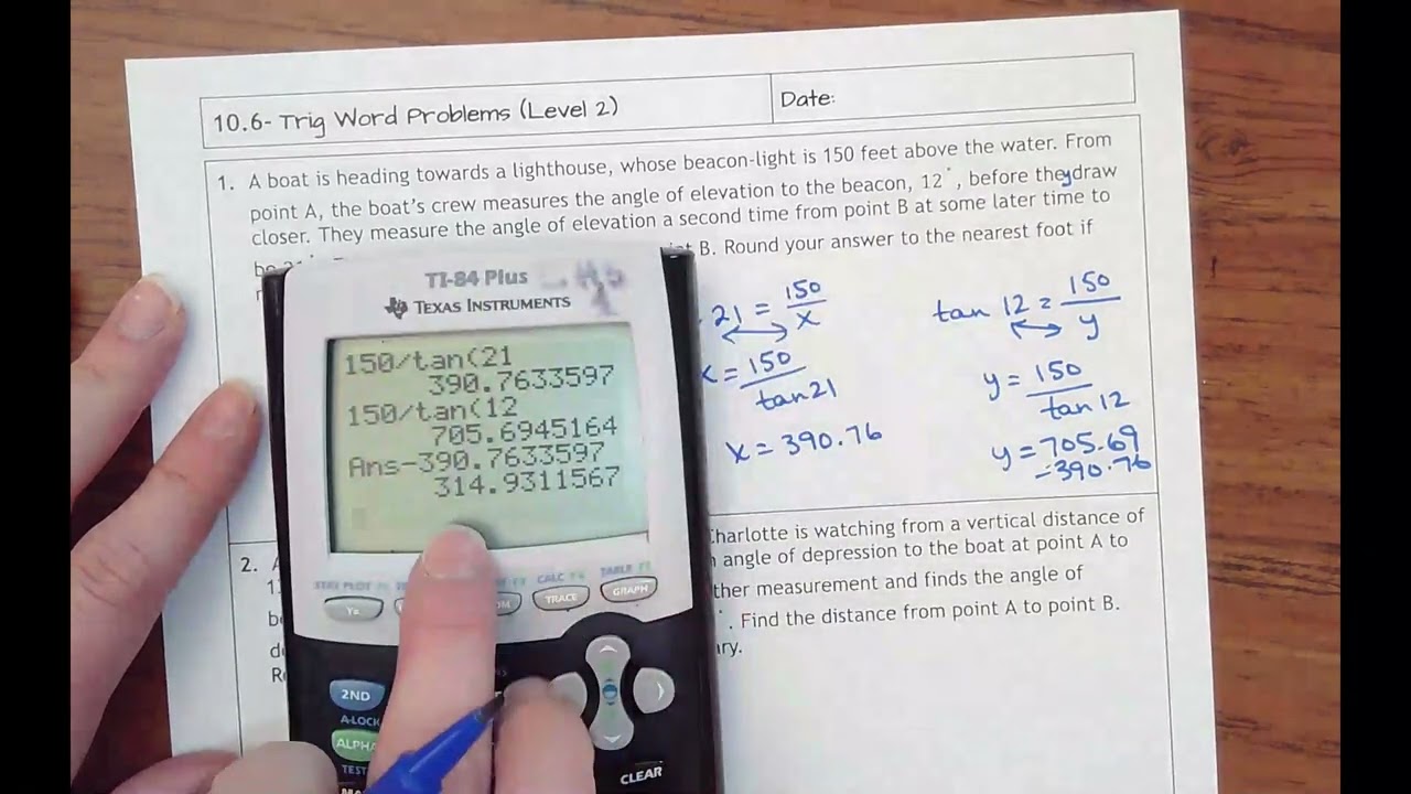 10.6- Trig Word Problems (Level 2)