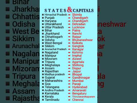 States & Capitals Name Of India 2025 | states and capitals of india in english #states #capitals