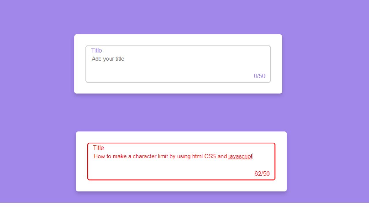 How to Make a Character Limit by html CSS and Javascript | Source code