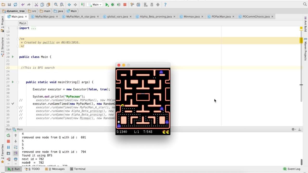 BFS Search Algorithm for Pacman game