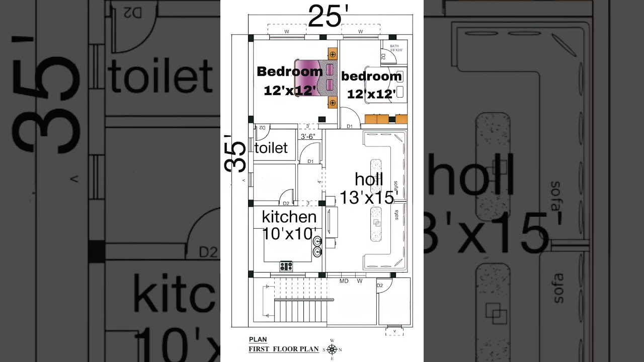 25x35 simple house plans #housedesign #homedesign #floorplan