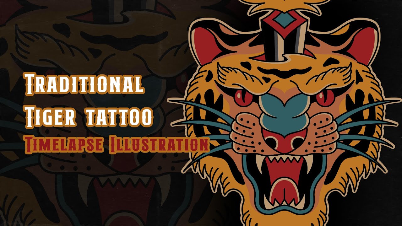 Traditional Tiger Tattoo (Timelapse Illustration)
