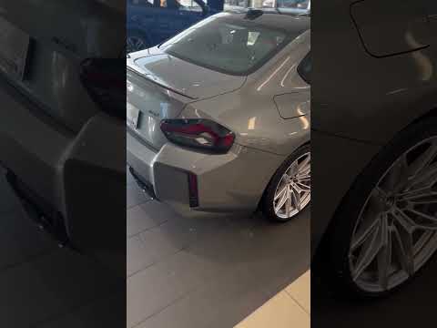 2025 BMW M2 in Skyscraper Gray Metallic with Black w/ Red Highlight Interior #bmwluxury #bmw #bmwm2
