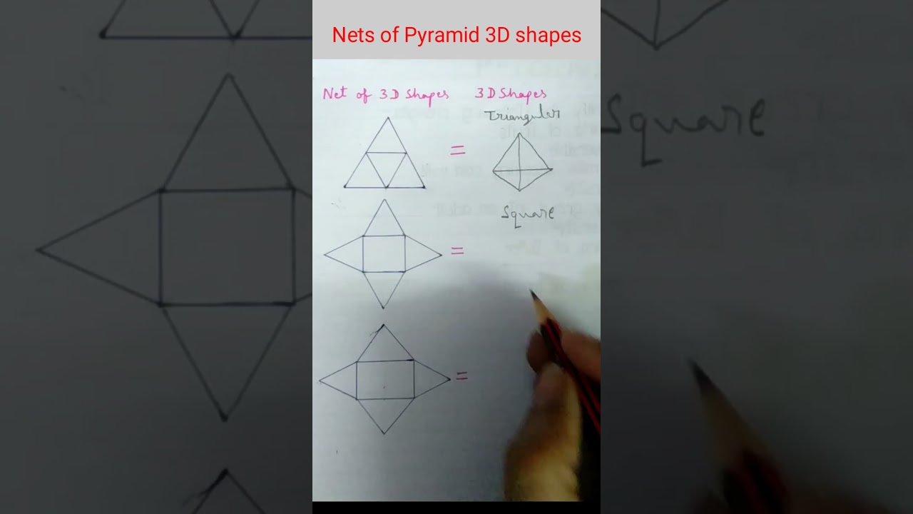 Nets and 3D shapes (part 2)🐼🐯 Nets of 3D shapes l pyramid #nets #maths #shorts #viral