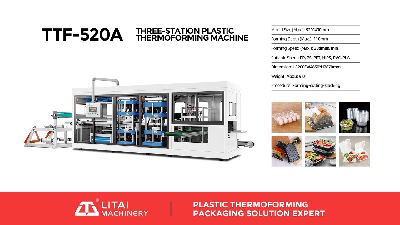 TTF-520A Fully Automatic Three-Station Thermoforming Machine