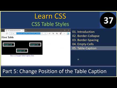 Table Style | Part 5 - Control Table Caption position via Caption-Side | CSS Tutorial #37