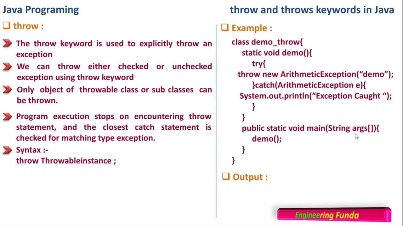 Throw and throws keyword – Java Programming