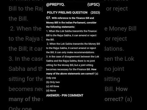 FINANCE BILL VS MONEY BILL – UPSC POLITY TRICK Q! #upscpyq #upsc #shorts