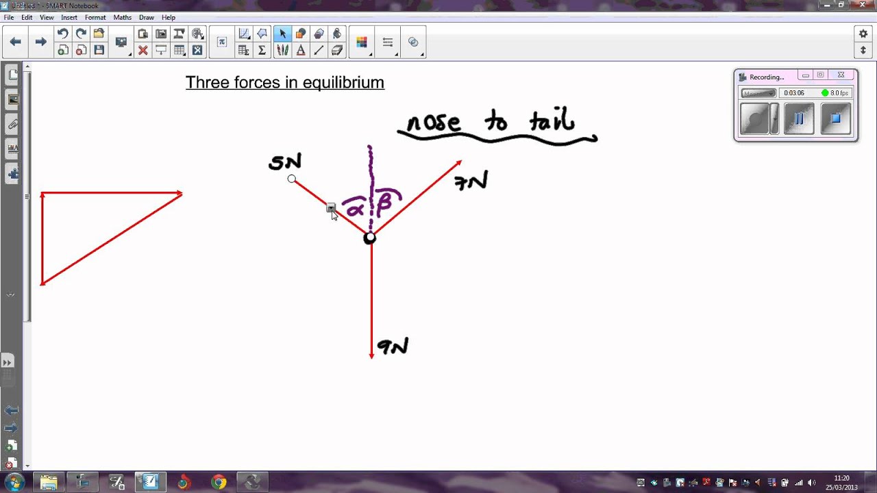 Three forces in equilibrium - an easy method