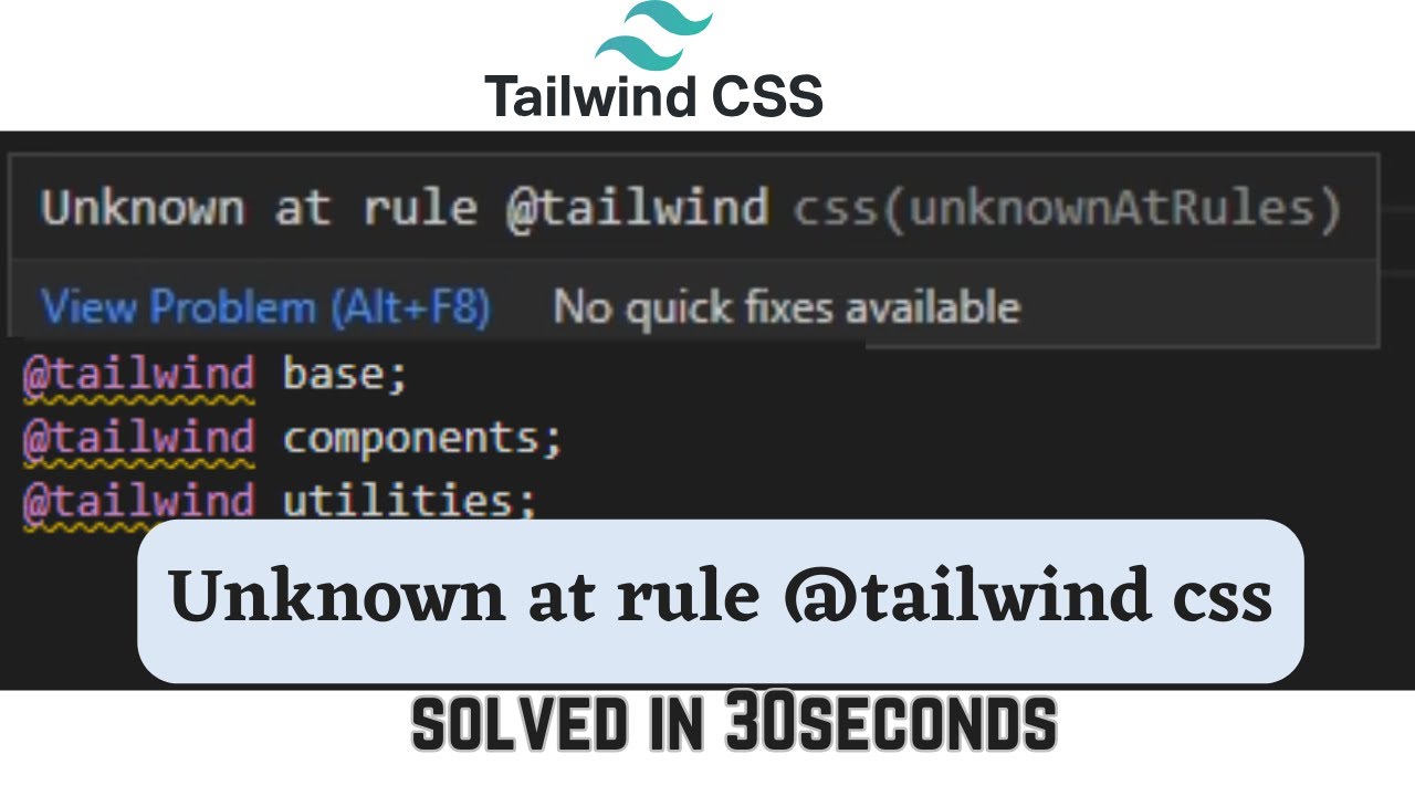 Unknown at rule @tailwind css(unknownAtRules) in Reactjs || Solved
