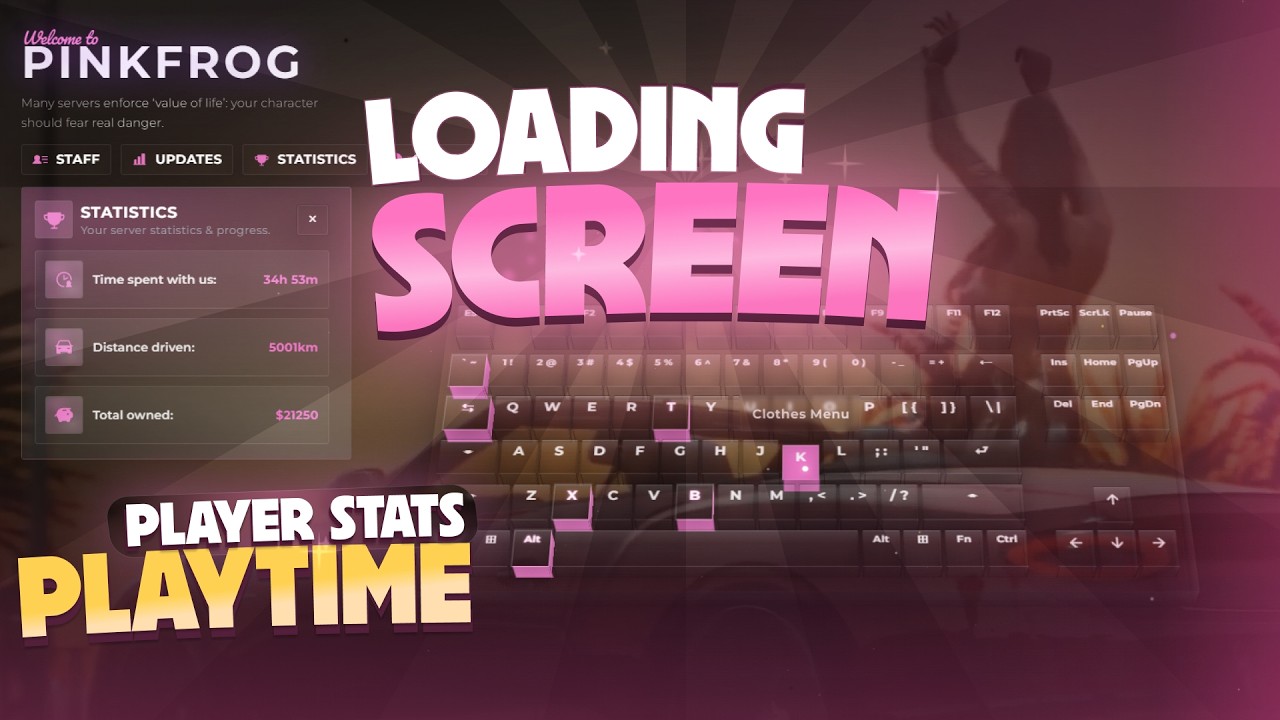 Fivem Loading Screen | Statistic PlayTime | 3D KeyBinds | Server Gallery | PinkFrog | [ESX/QBOX/QB]