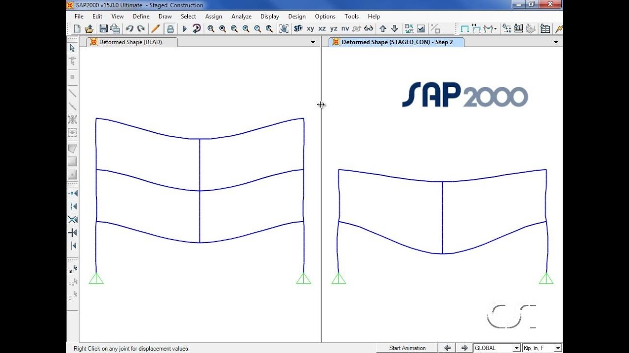 SAP2000 - 19 Nonlinear Staged Construction: Watch & Learn