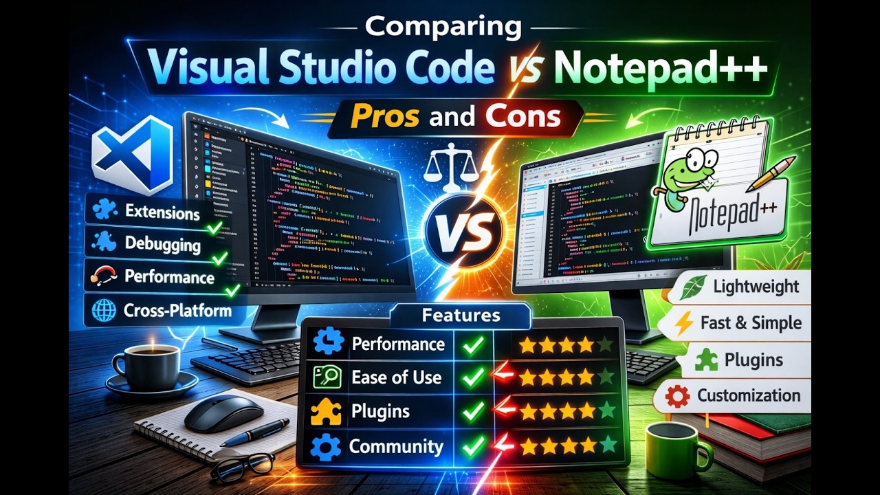 Comparing Visual Studio Code and Notepad++: Pros and Cons