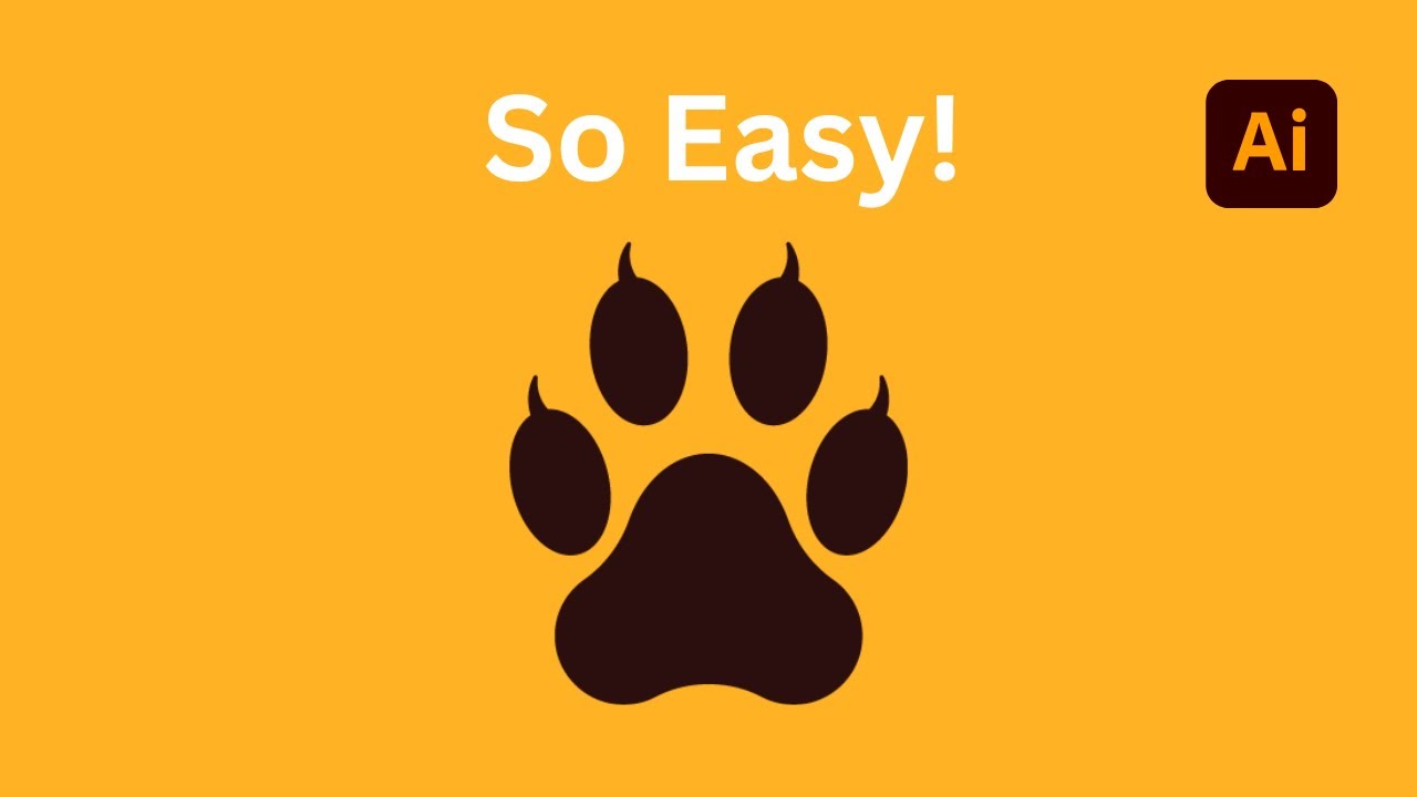 Easy Beginner Adobe Illustrator Tutorial - Dog Paw Vector Logo