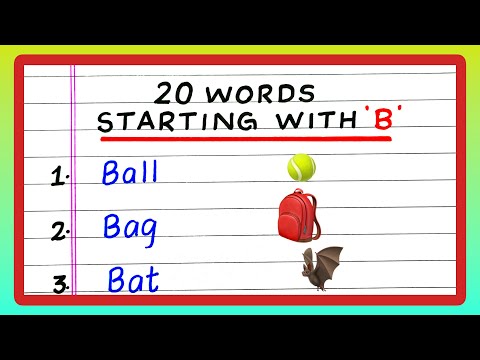 Words Starting with 'B' | Words Starting with letter B | 20 Words with B