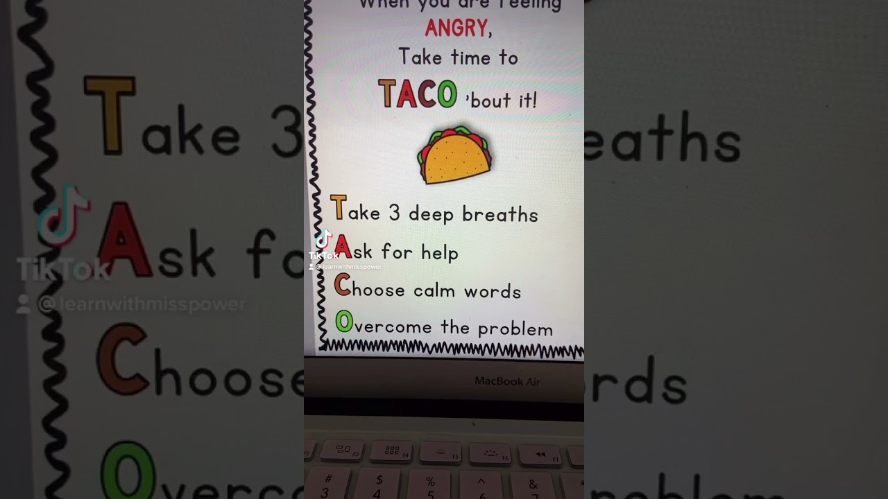Managing Anger TACO Poster - Social Emotional Learning