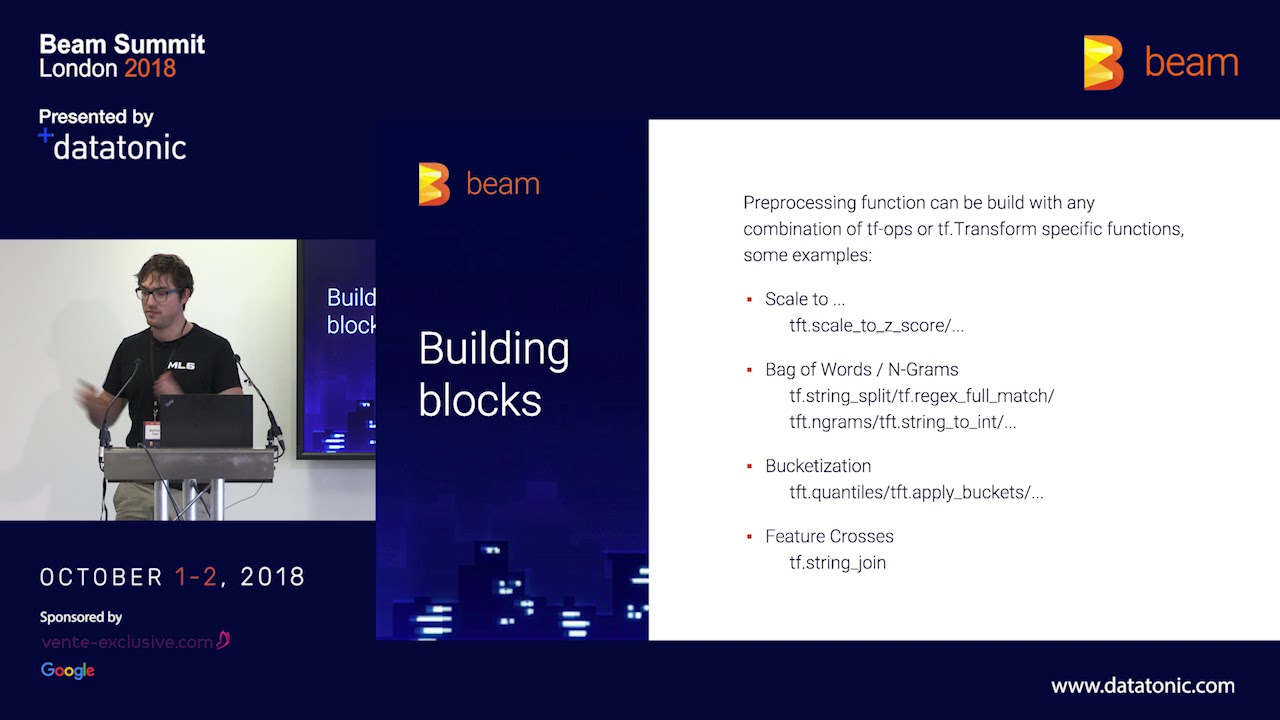 Beam Summit London 2018 - Pre-processing for TensorFlow pipelines with Apache Beam &  tf.Transform