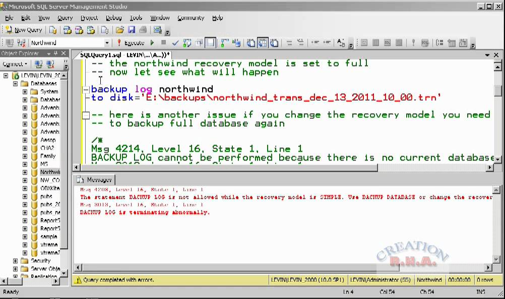 introduction to sql server 2008  backup log ( transact = sql )  - DBA