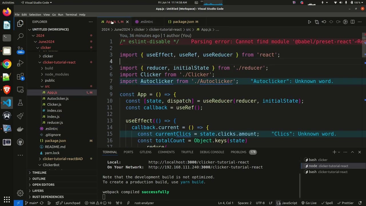 Parsing error: Cannot find module '@babel/preset-react'