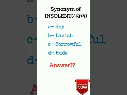 synonym of INSOLENT #youtubeshorts #youtube #studyshorts #synonyms_antonyms #synonyms #vocabulary